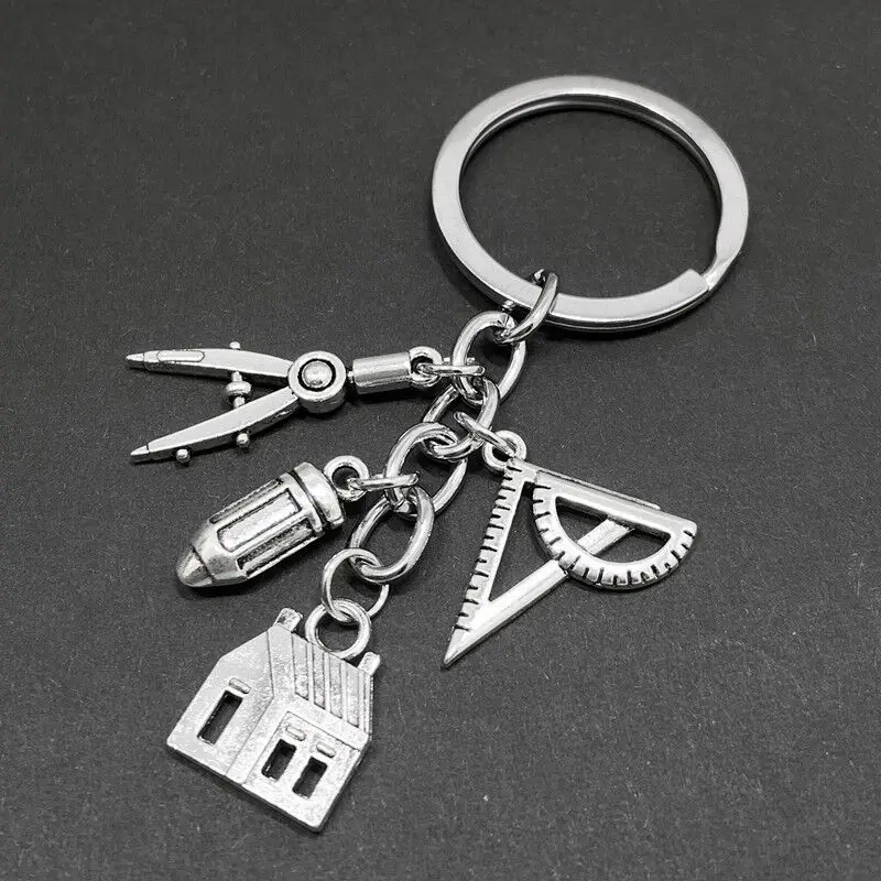Compass Ruler Keychain | Architect Engineer | Engineer Student Gifts ...