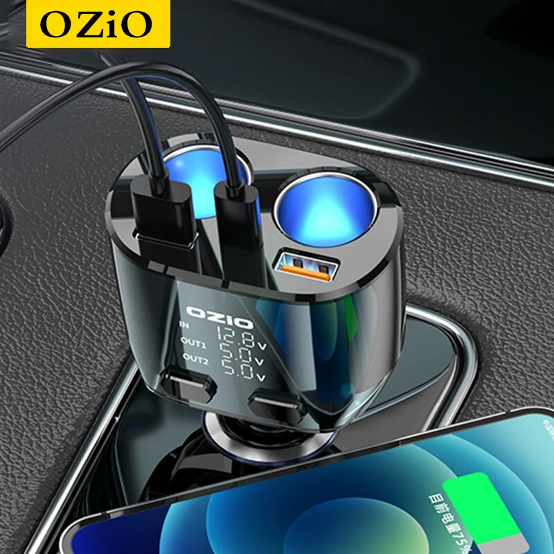 OZIO 자동차 충전기 자동 라이터 1 드래그 2 PD/풀 프로토콜 고속 충전 12V/24V 범용 듀얼 USB 멀티 포트 자동차 충전기, 65W| | - AliExpress