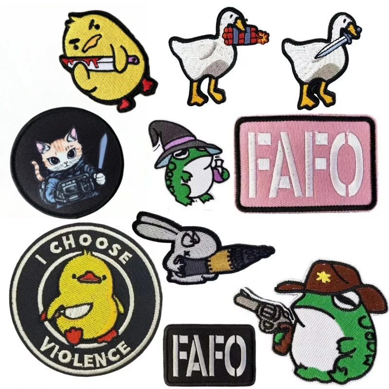 Cartoon-Animal-Duck-with-Knife-Morale-Badge-Missile-FAFO-Embroidery ...