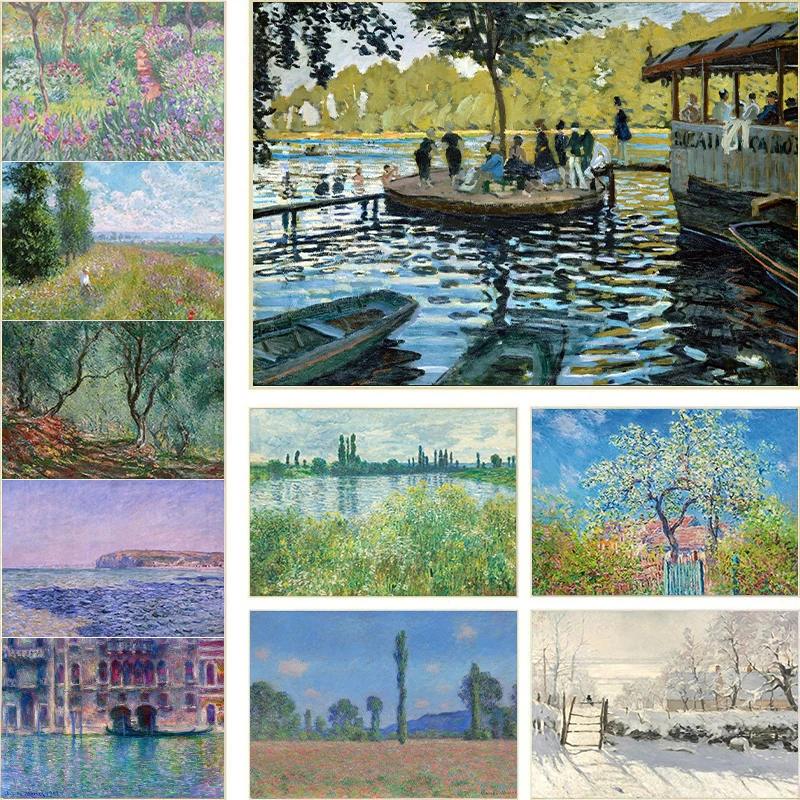 Claude Monet Exhibition Art Posters Canvas Oil Painting Garden Boat ...