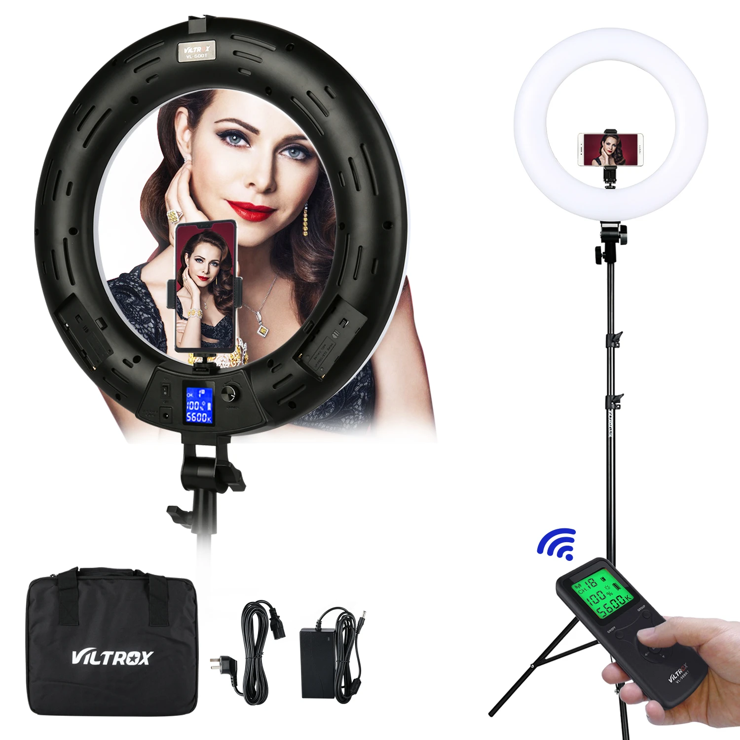 Viltrox-VL-600T-45W-18-inch-LED-Ring-Light-with-Stand-Selfie-Ring-Lamp ...
