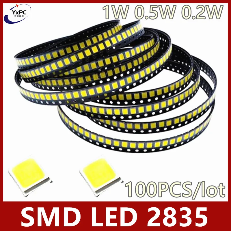 100pcs SMD LED 2835 High Brightness 1W 0.5W 0.2W White 3V 6V 9V 18V 36V 150MA/100MA/30MA/60MA ...