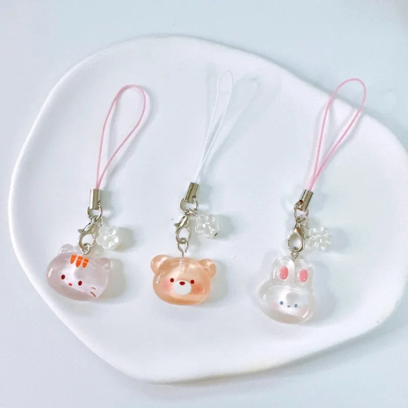 handmade Cute Animal Phone Charm-Kawaii Keychains Transparent Jelly ...