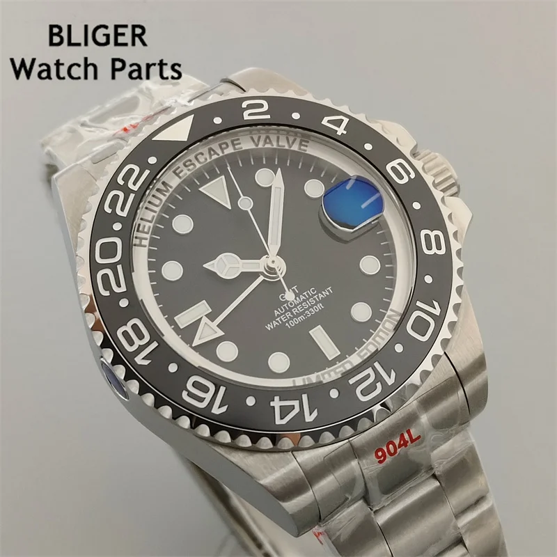 BLIGER-43mm-Black-Dial-NH34-GMT-Automatic-Watch-For-Men-Jubilee ...
