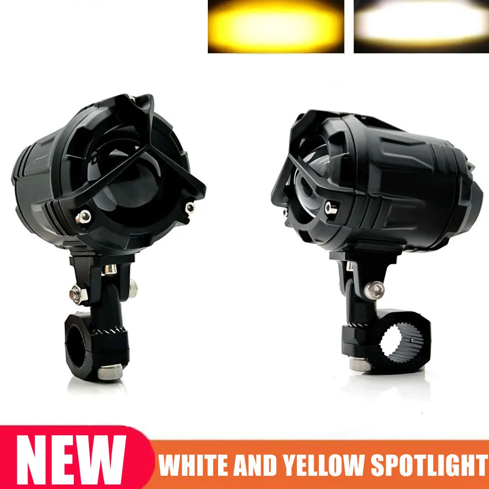 60W-Motorcycle-headlights-Dual-colour-auxiliary-lamp-Fog-Light-led ...