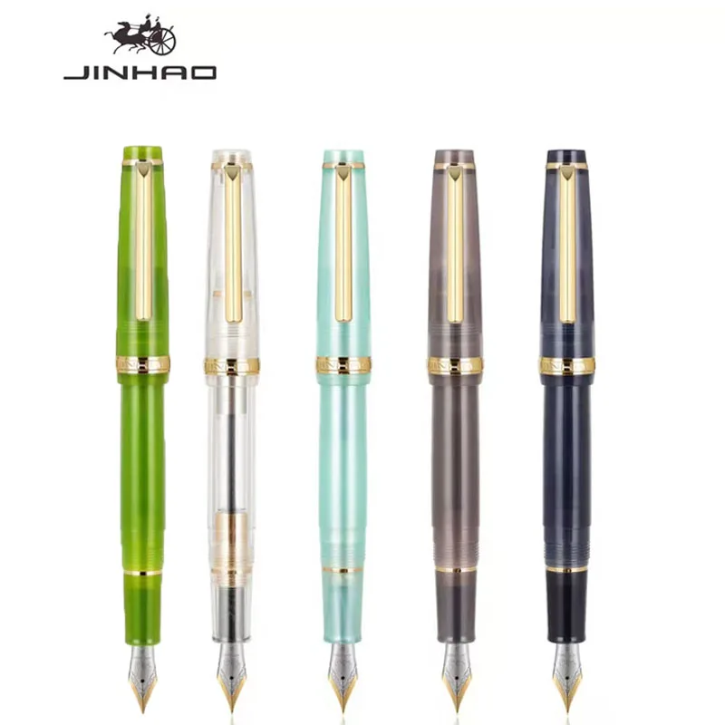 JinHao 82 Fountain Pen Four seasons Ink Pen Spin Converter Filler EF F ...