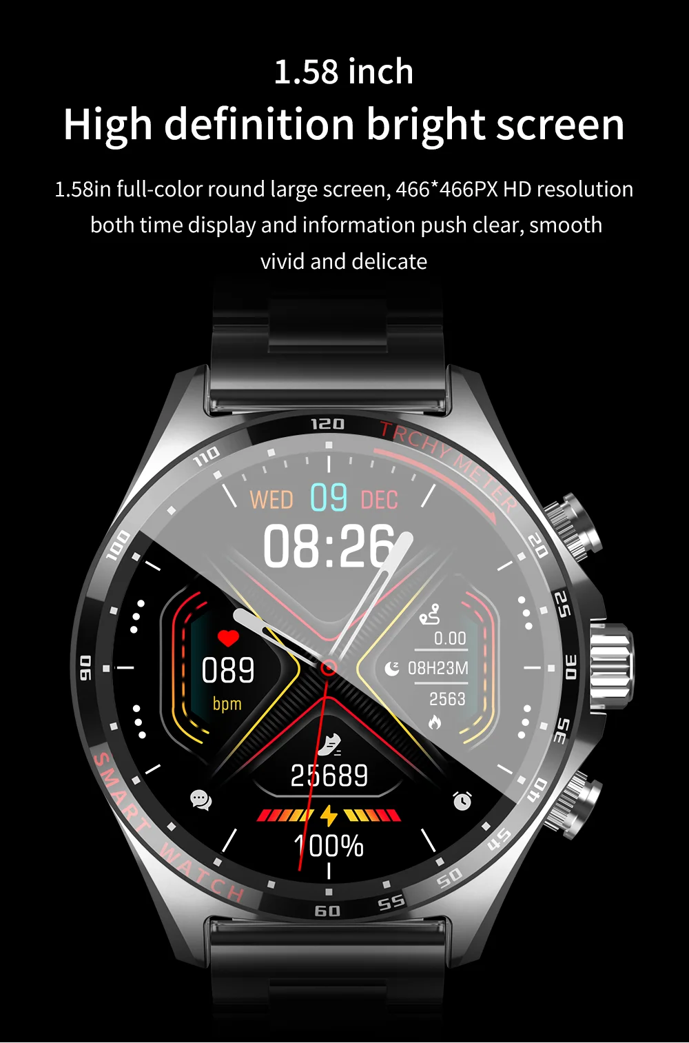 SK27 Business Smart Watch Men 1.58inch Bluetooth Call Compass NFC ...