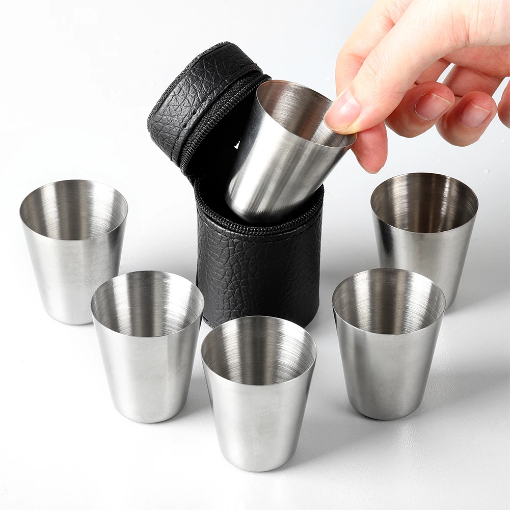 1/6Pcs 30ml Outdoor Practical Travel Stainless Steel Cups Mini Set ...