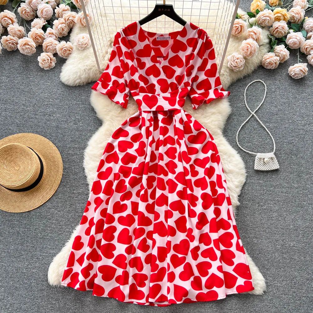 YuooMuoo-Vestido-largo-con-estampado-rom-ntico-de-corazones-para-mujer ...