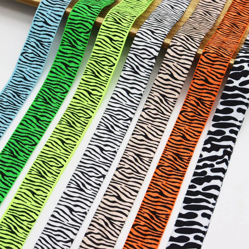 10Yard-5-8-15mm-Black-Ink-Zebra-Stripe-Print-FOE-Spandex-Fold-Over ...