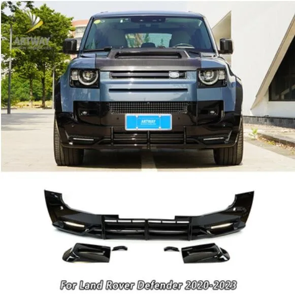 PP-Gloss-Black-Bumper-Front-Splitters-Lip-Side-Aprons-Angle-With-LED ...