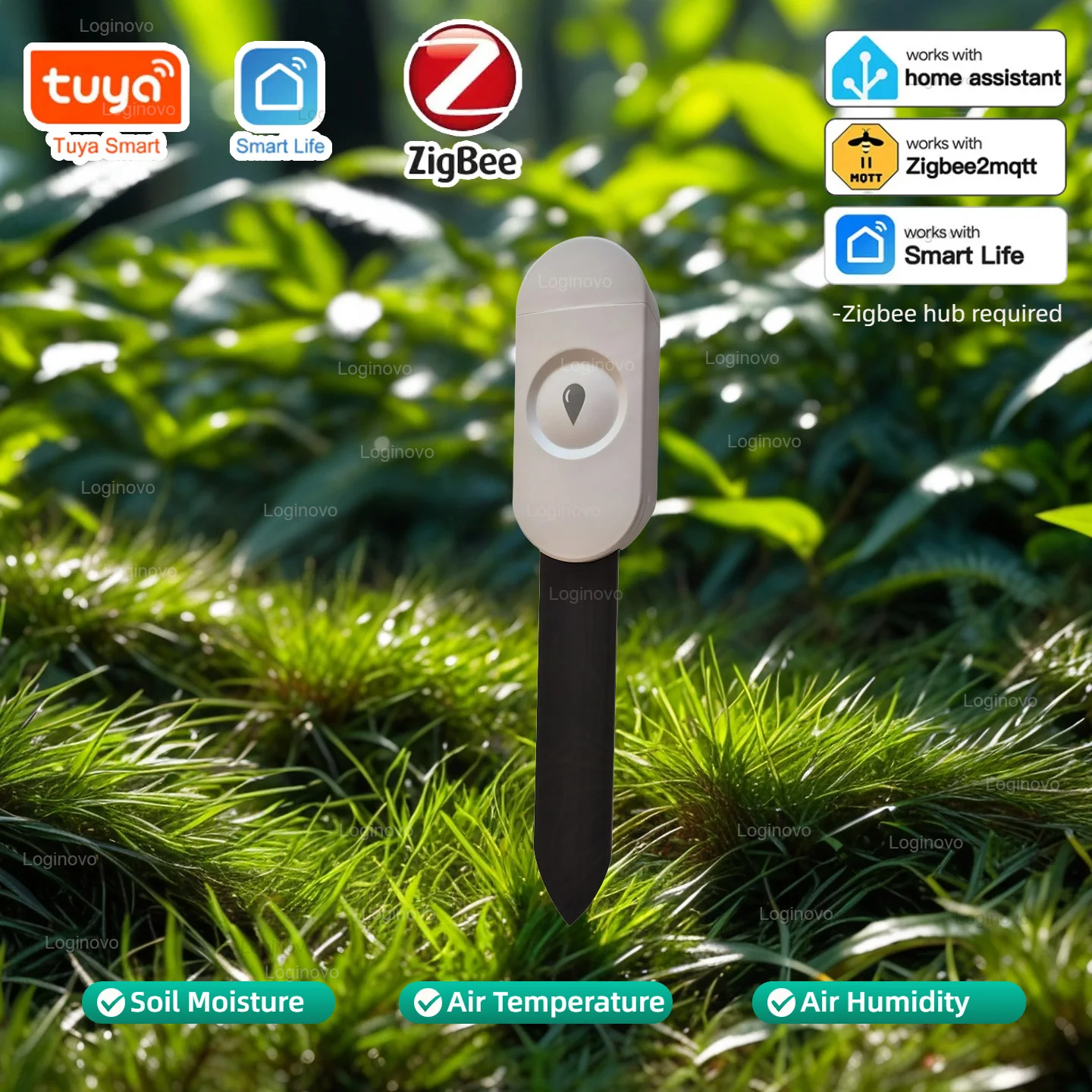 Zigbee Soil Moisture Sensor Tester Tuya Temperature Humidity Meter ...