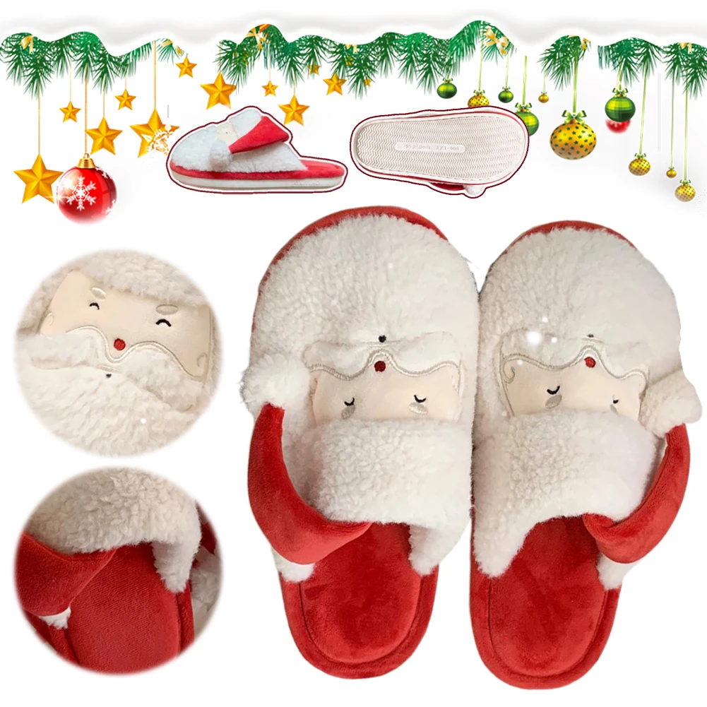 Christmas-Santa-Claus-Slippers-Fluffy-Home-Slippers-Comfortable-Cute ...