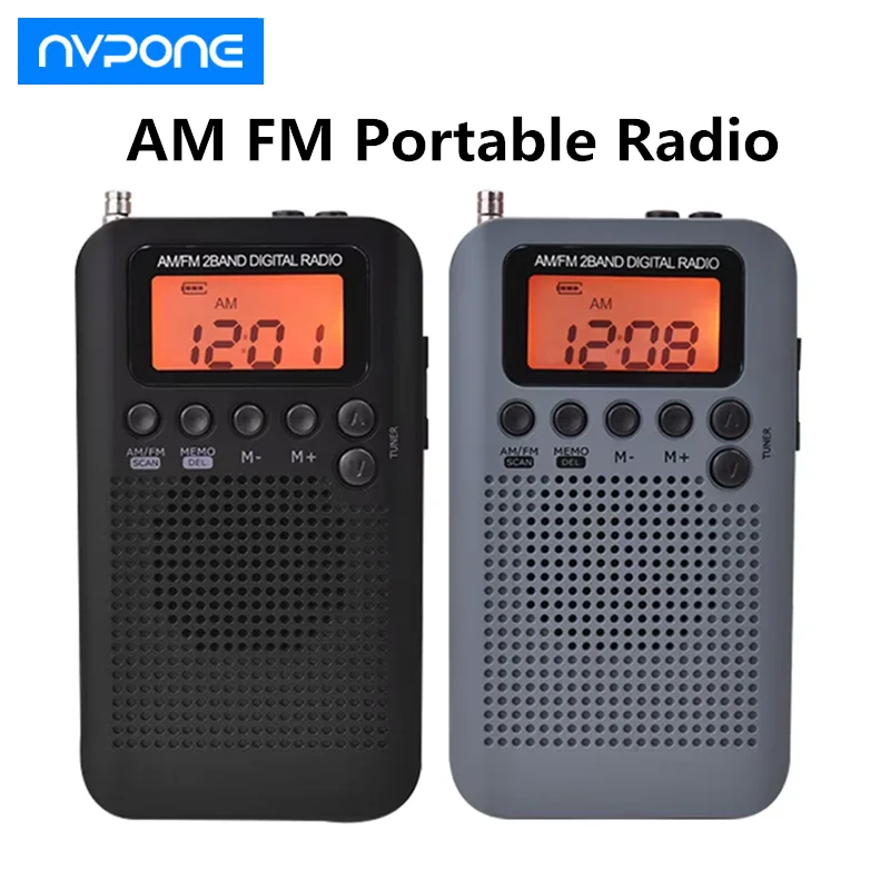 AM FM Portable Radio LCD Display Pocket Radio Receiver Dual Band Stereo ...