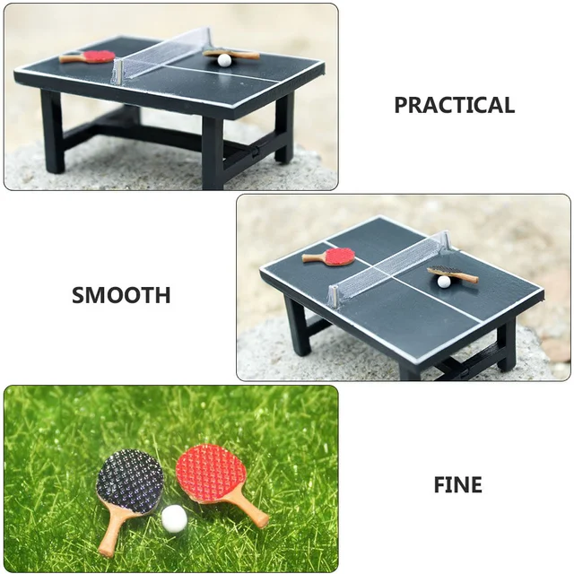 Mini Pong Table Miniature Model Dining Room Decor Imitation Tennis Kids ...