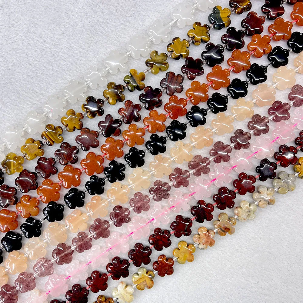 Natural Stone Five Petals Flower Shape Crystal Agate 15mm Loose ...