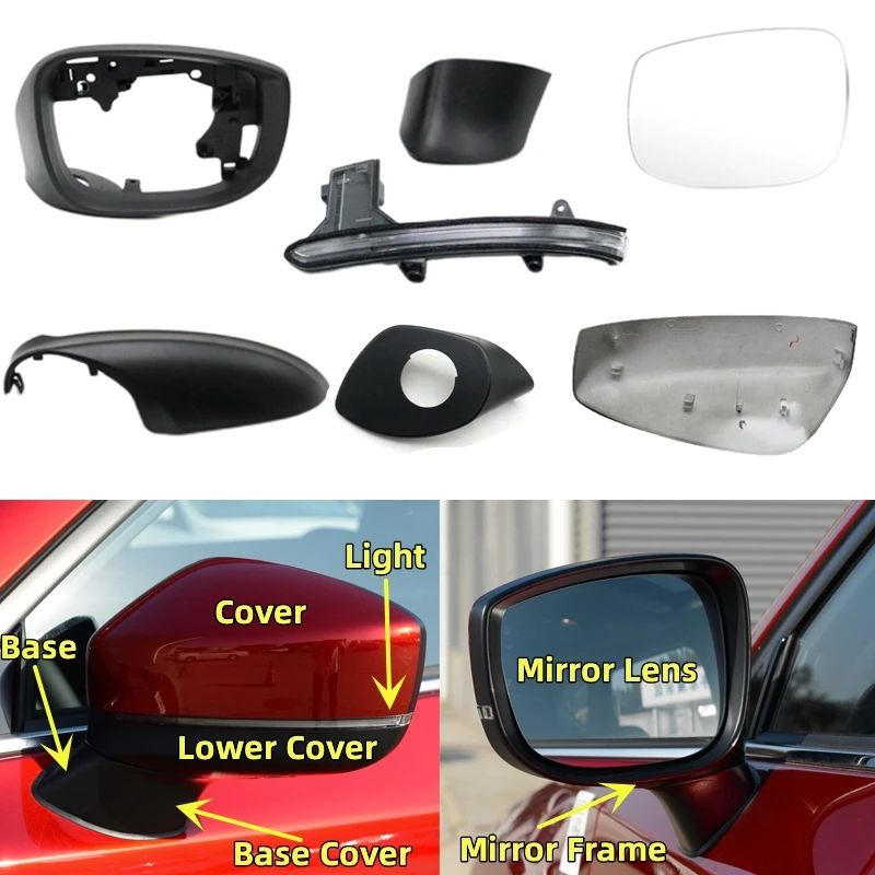 Car-Side-Rearview-Mirror-Lower-Cap-Base-Cover-Frame-Heated-Lens-Turn ...