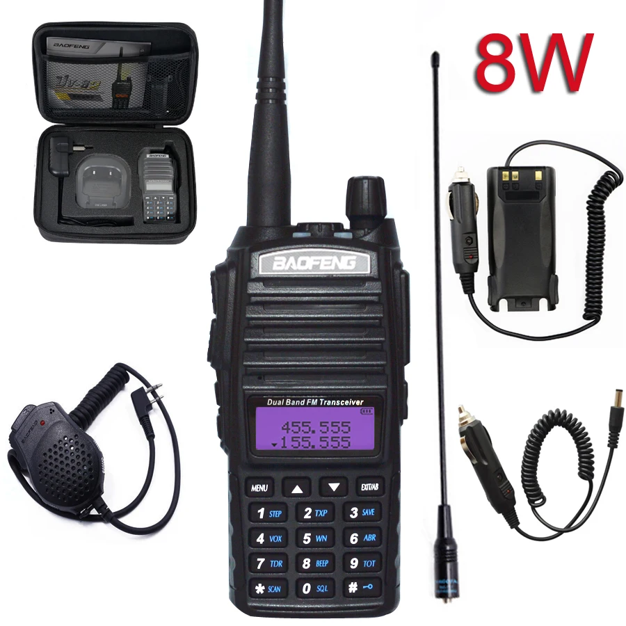 Professional Walkie Talkie UV82 FM Baofeng UV 82 8W Ham Radio Station VHF UHF Transceiver ...