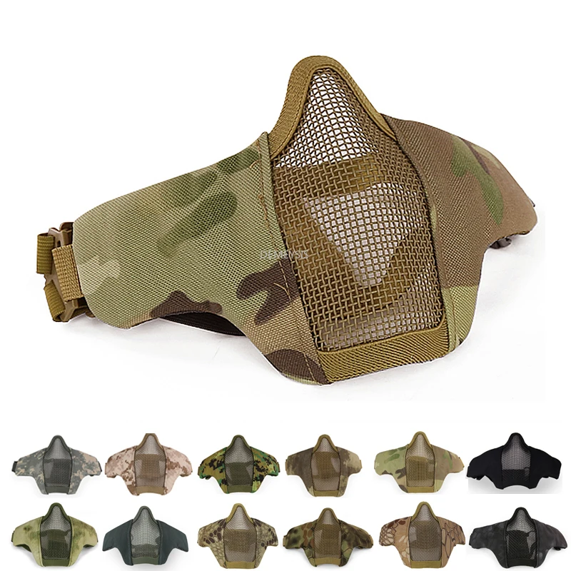 Airsoft-Face-Mask-Breathable-Low-carbon-Steel-Mesh-Protective-Shooting ...