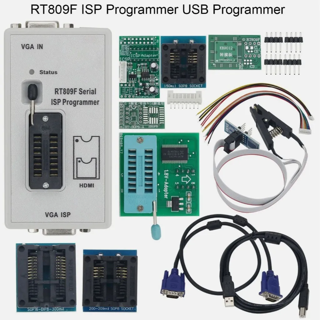 RT809F ISP USB Programmer Reader LCD Programmer with 11 Socket Adapters ...
