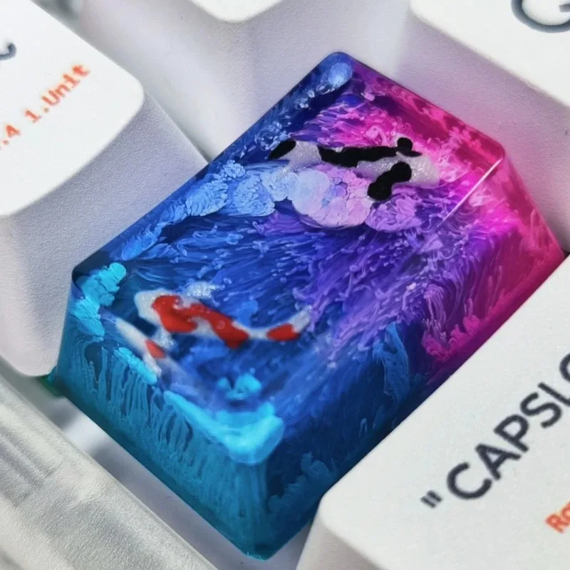 OEM R2 Resin Keycap Koi Carp Personality 1.5u Tab Drip Glue Customized ...