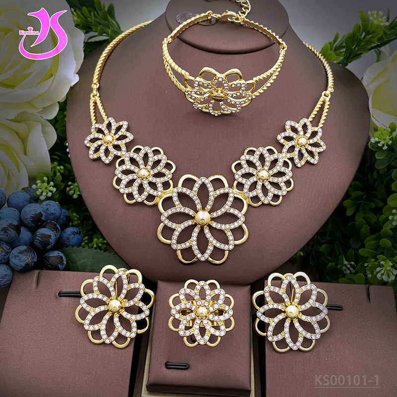 Jewelry-Sets-For-Women-Gold-Color-Necklace-Sets-ensemble-de-bijoux-en ...