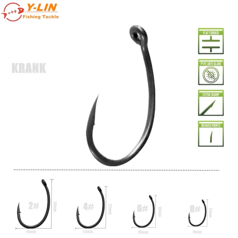 Carp Fishing Hooks For Hair Rigs Coating Curve Shank Crank Barbed Krank ...