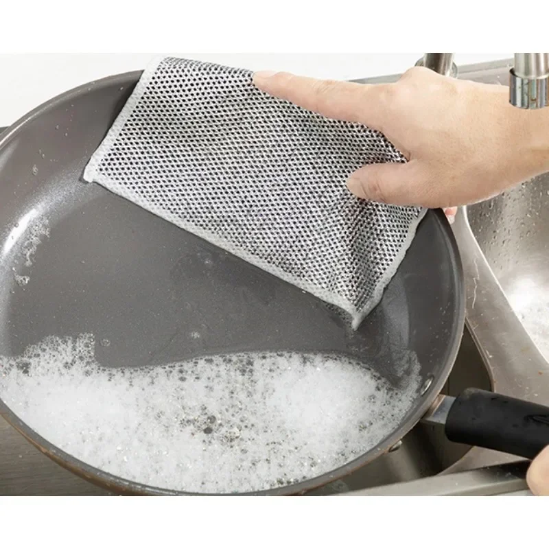 Kitchen-Pan-Pot-Dishes-Cloths-Rag-Napery-Dishcloth-Rags-Steel-Wire ...