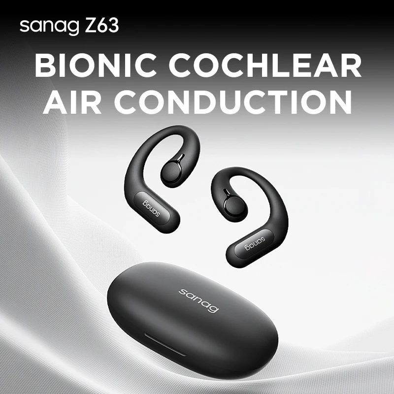 Sanag Sport Z63 Bluetooth 5.3 Headphones New Airflow Bionic Cochlear Rotating Ear Hooks Deep ...