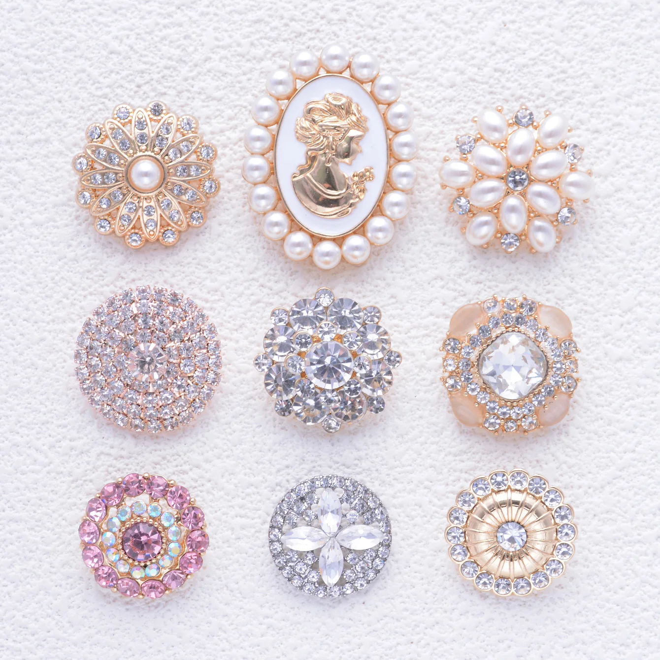 Luxo-vintage-Rhinestone-P-rola-Bot-es-Bot-es-Camisa-Casaco-Jaqueta ...