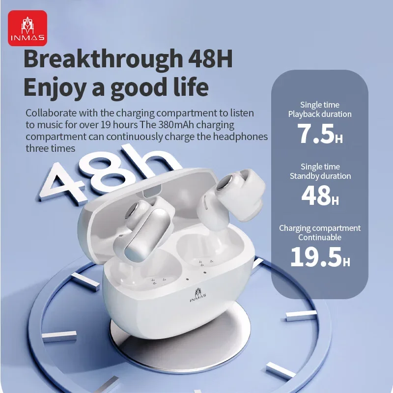 Inmas-ANC-Open-ear-clip-on-Bluetooth-Earphones-Active-Noise-Reduction ...