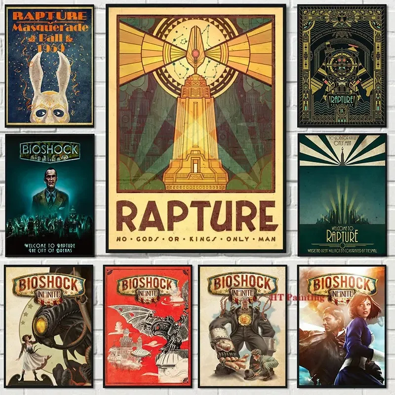 Retro-Bioshock-Rapture-Video-Game-Poster-and-Prints-Canvas-Painting ...