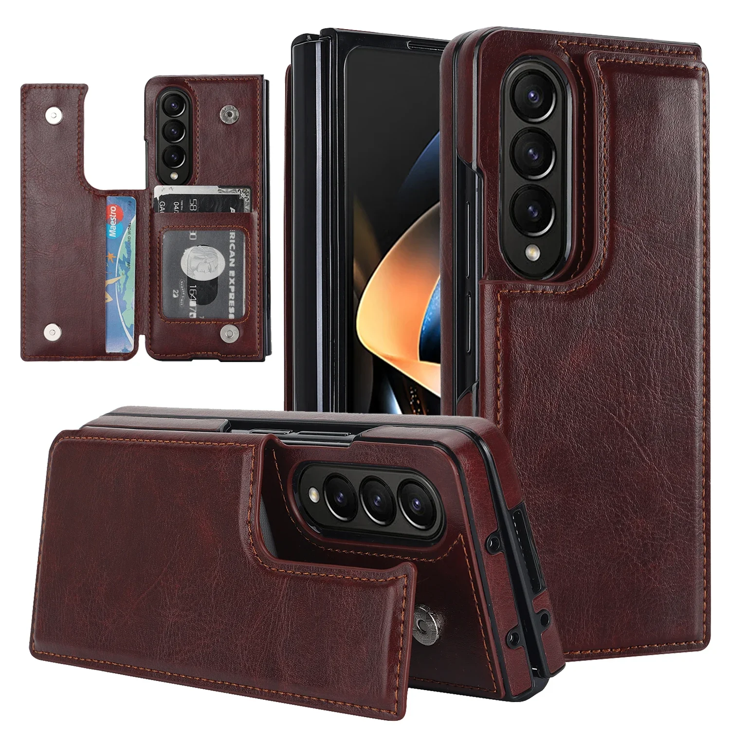 Folding-Card-Bag-Leather-Stand-Case-for-Samsung-Galaxy-Z-Fold-3-4-5-6 ...