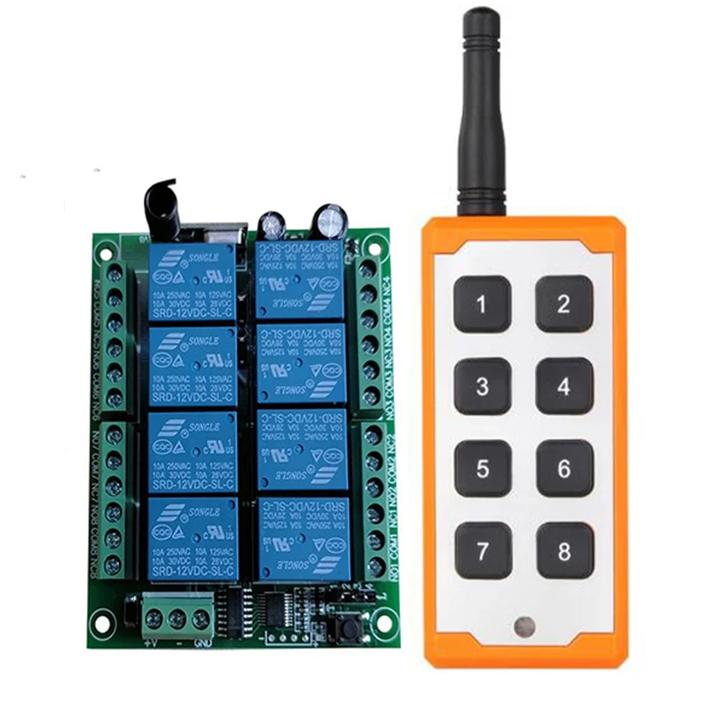 433 MHz DC 12V 24V 8 CH Channels 8CH RF Wireless Remote Control Switch ...