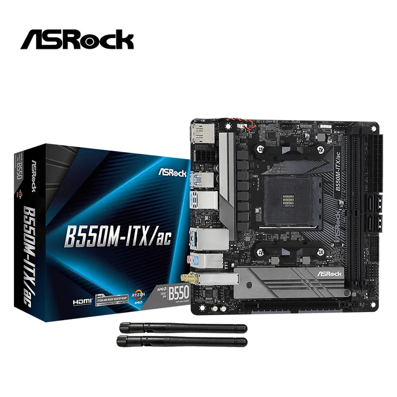 Asrock-placa-mãe b550m-itx/ac mini-itx, amd b550, ddr4, 4733 + (oc) mhz ...