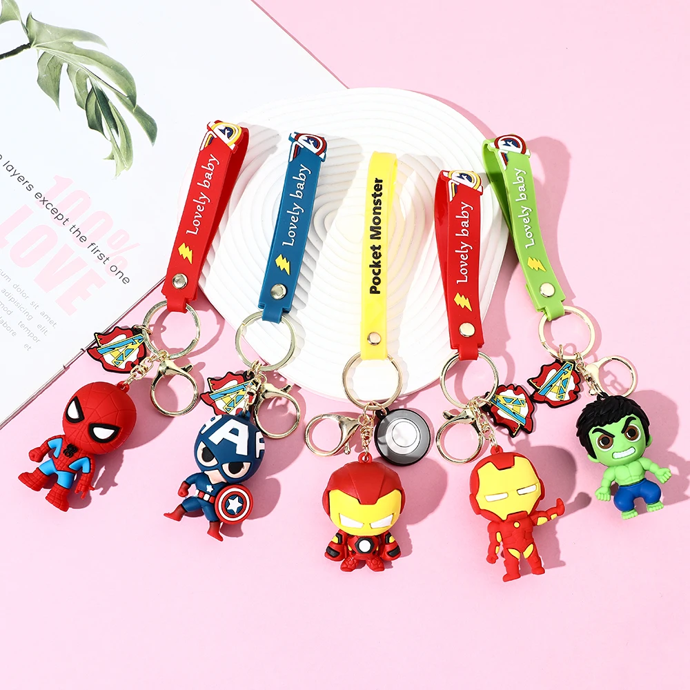 Llaveros de silicona de superhéroes de Marvel, llaveros de dibujos animados, lindos vengadores ...