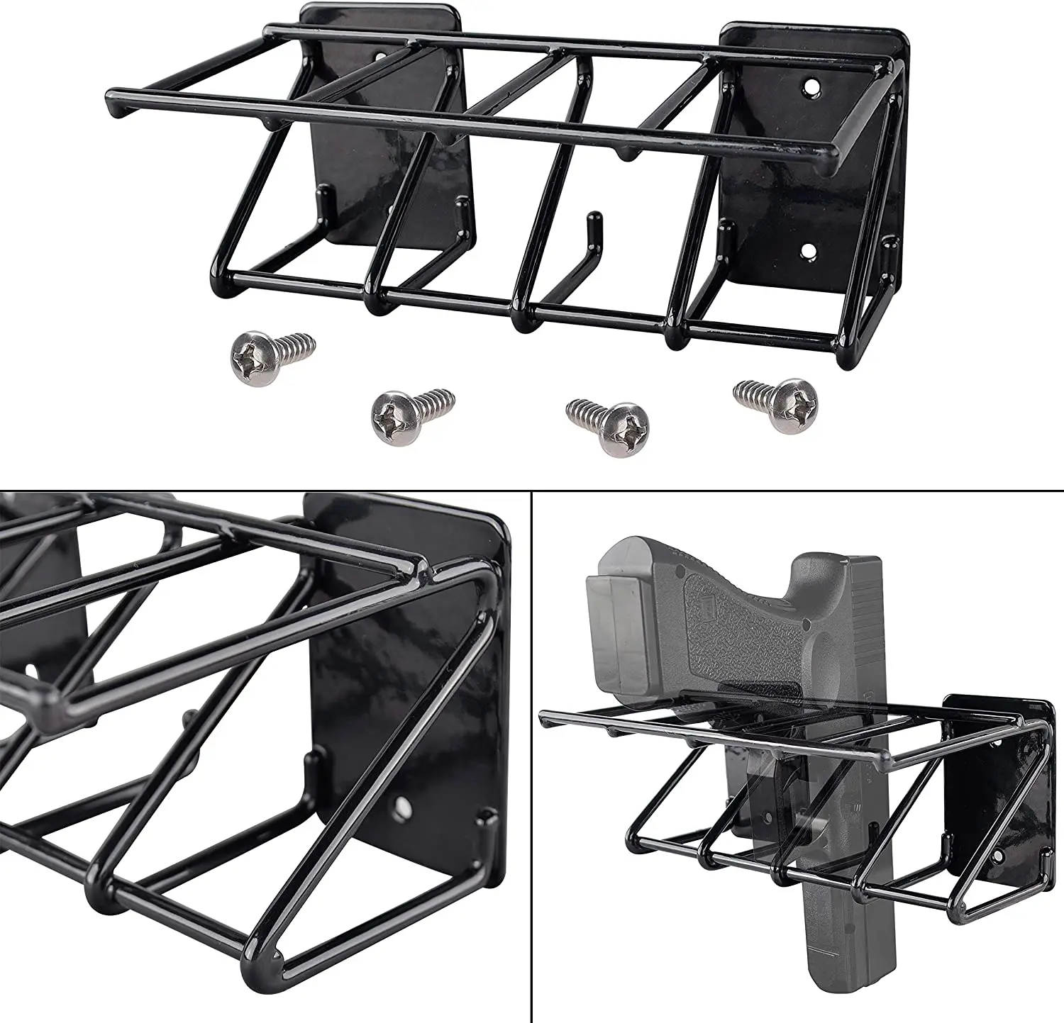 Adoreal 4 Slots Gun Rack Wall Mount Fits Most Size Pistols Gun Wall ...