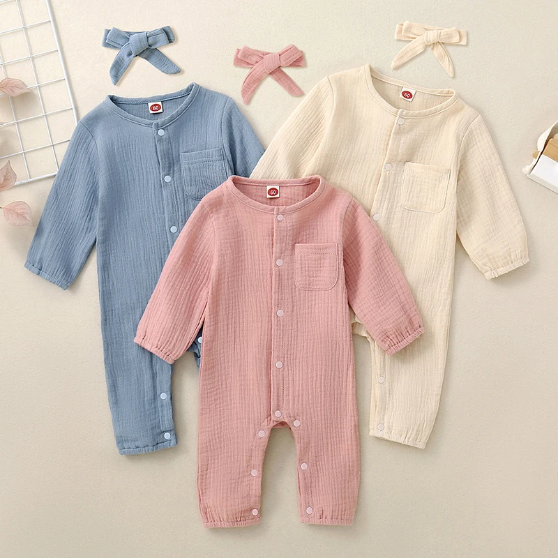 Spring-Newborn-Infant-Baby-Boys-Girls-Romper-Muslin-Cotton-Linen-Infant ...