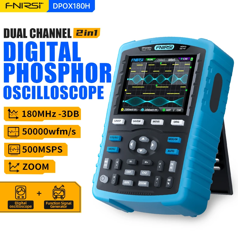 DPOX180H Digital Oscilloscopes Handheld Dual Channel 180MHz 3DB 2 In 1 Function Signal Generator ...