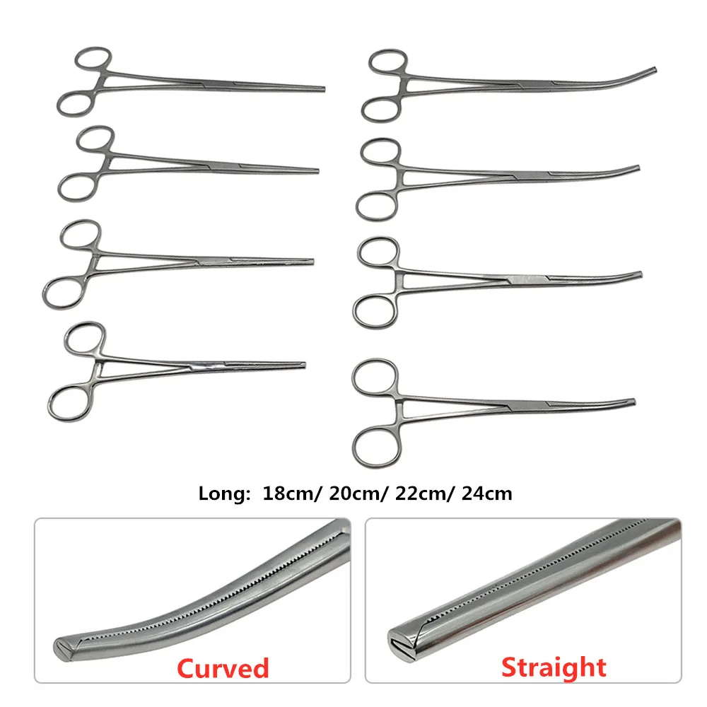 Stainless-Steel-Hemostatic-Surgical-Forceps-with-hook-Straight-Curved ...