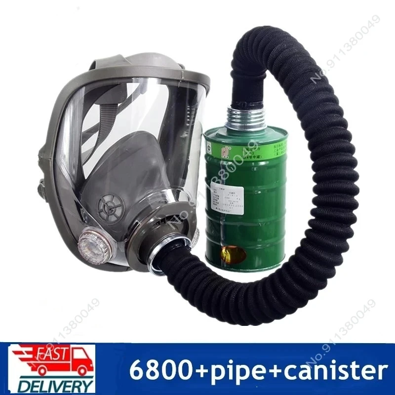 Full face mask gas mask 6800 with 0.5m hose fireproof activated carbon ...