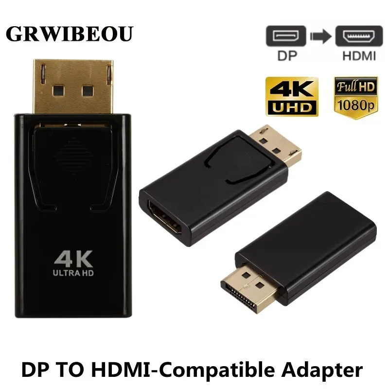 4K DisplayPort to HDMI-compatible Adapter Converter 1080P Display Port ...