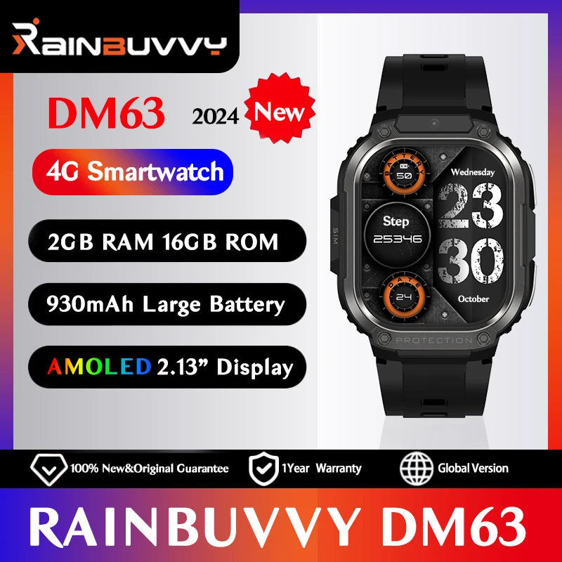 Rainbuvvy-DM63-AMOLED-4G-LTE-Smart-Watch-2-13-HD-Screen-2GB-RAM-16G-ROM ...