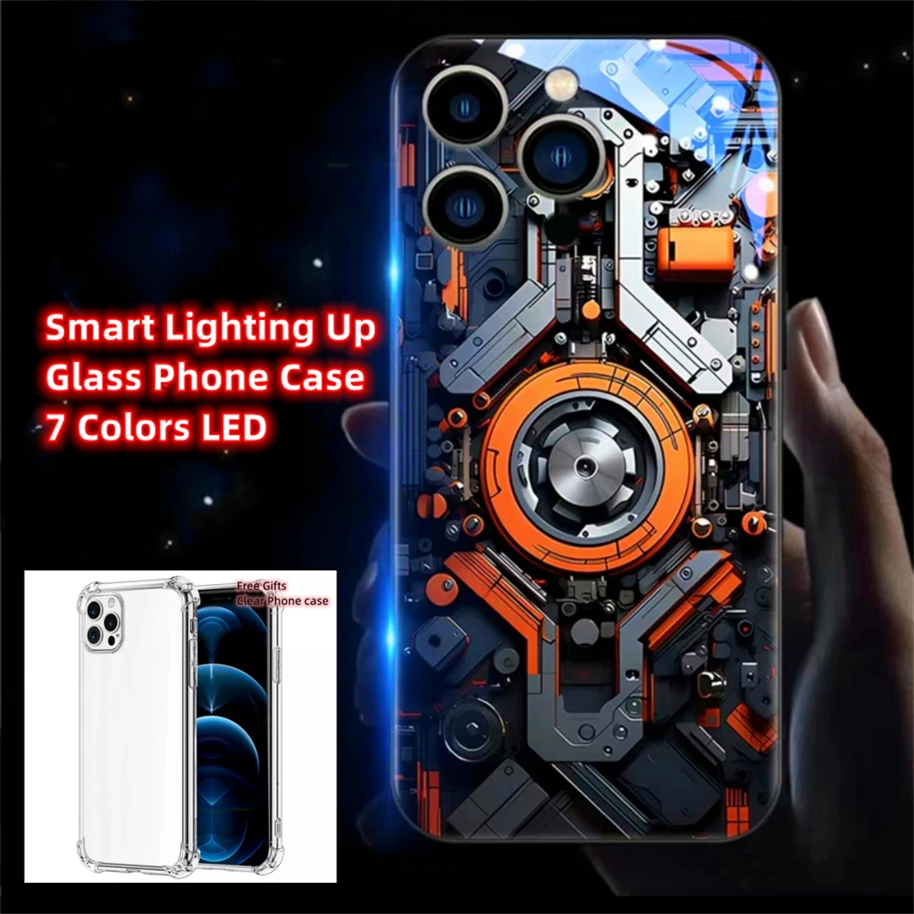 Mechanical-Slideway-Luminous-Glass-LED-Light-Up-Phone-Case-For-Samsung ...