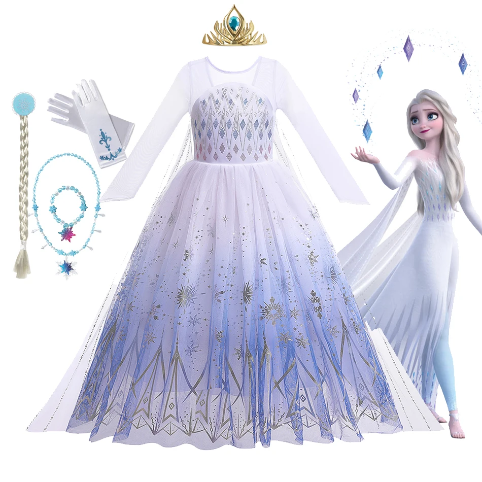 Costumes-de-cosplay-Disney-Frozen-2-pour-filles-robes-longues-Anna-et ...