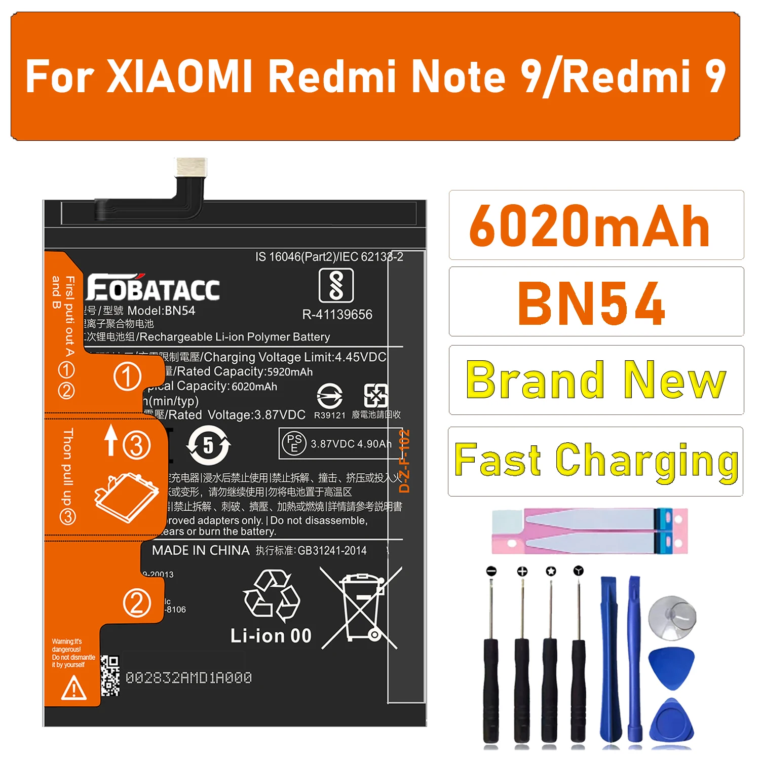Bateria Original BN54 de 6020mAh para Xiaomi Redmi Note 9 Note9 5G ...