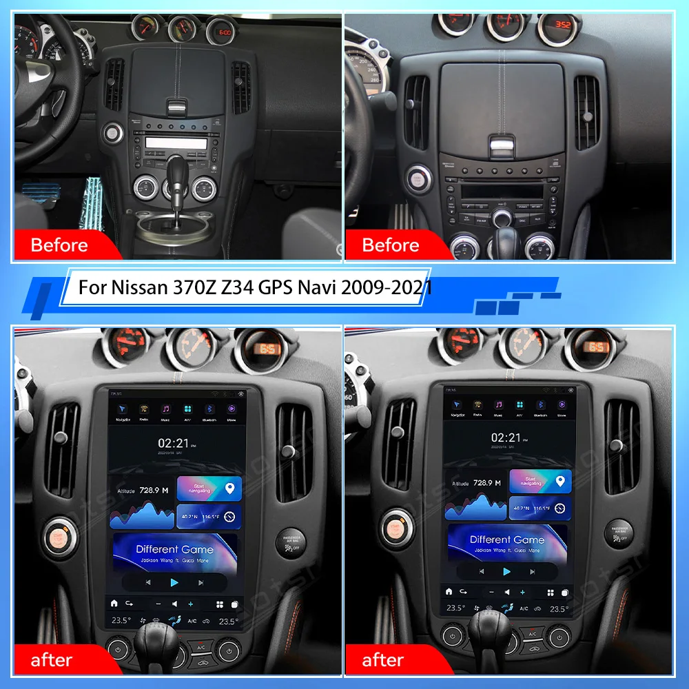 For Tesla Style Android head unit radio For Nissan 370Z Z34 GPS Navi ...