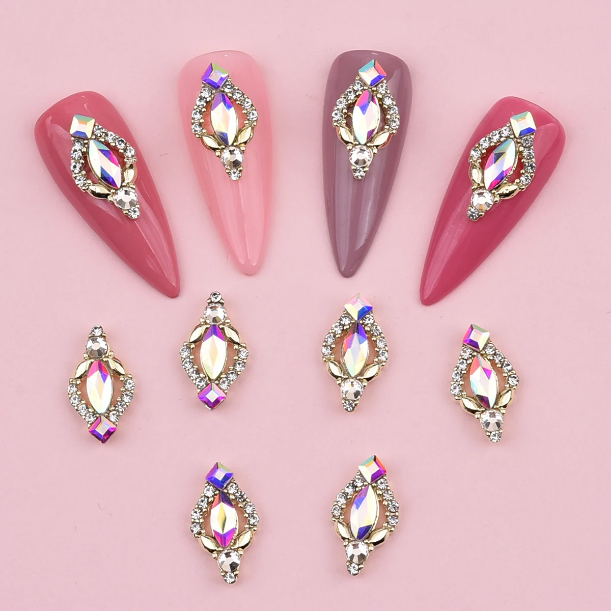 10pcs-Gold-3D-Nail-Art-Charms-Shape-Crystal-Rhinestone-Stones-Nail ...