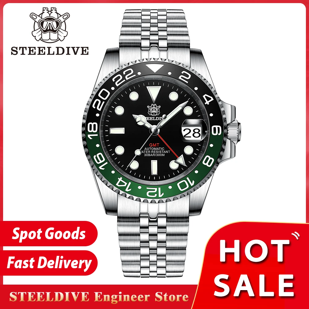 STEELDIVE-SD1993-Luxury-GMT-Watch-Bidirectional-Rotation-Ceramic-Bezel ...