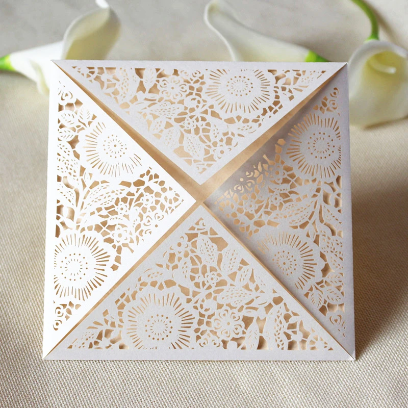Laser Cut Wedding Invitations Elegant Ivory Black Lace Invitation ...